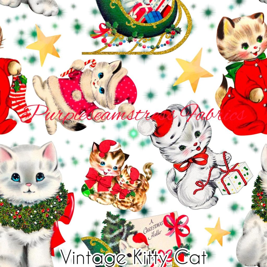 Vintage Christmas Kitty Cats – Purpleseamstress Fabric