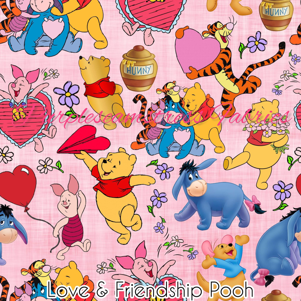 Valentines Pooh Love Friendship – Purpleseamstress Fabric