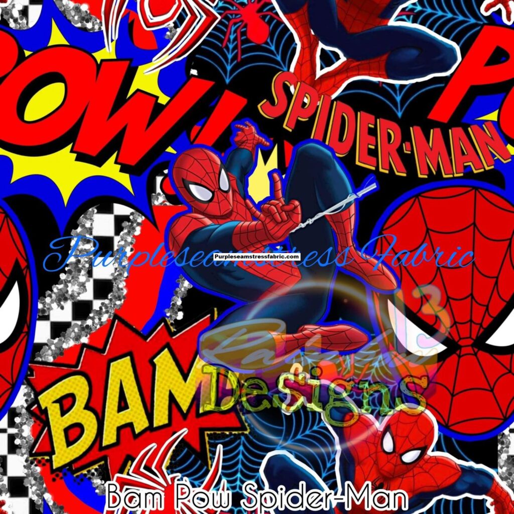 Bam Pow Spiderman – Fabric – Purpleseamstress Fabric