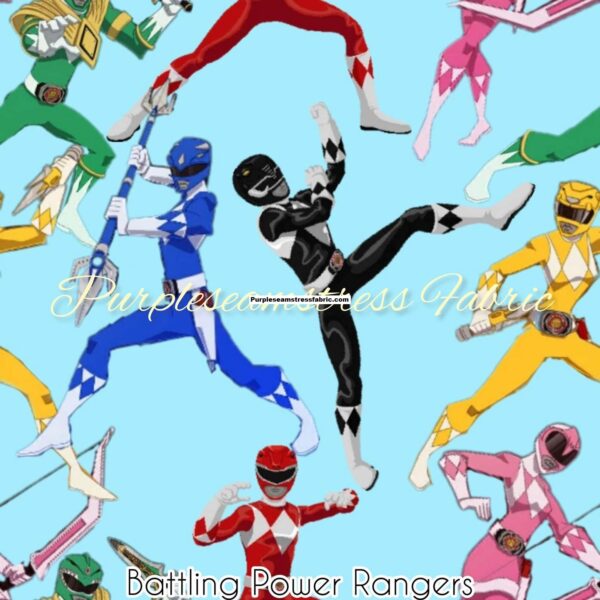 Battling Power Rangers – Fabric – Purpleseamstress Fabric