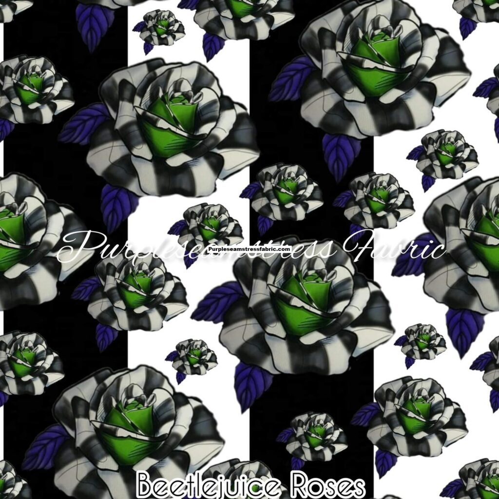 Beetlejuice Roses – Purpleseamstress Fabric