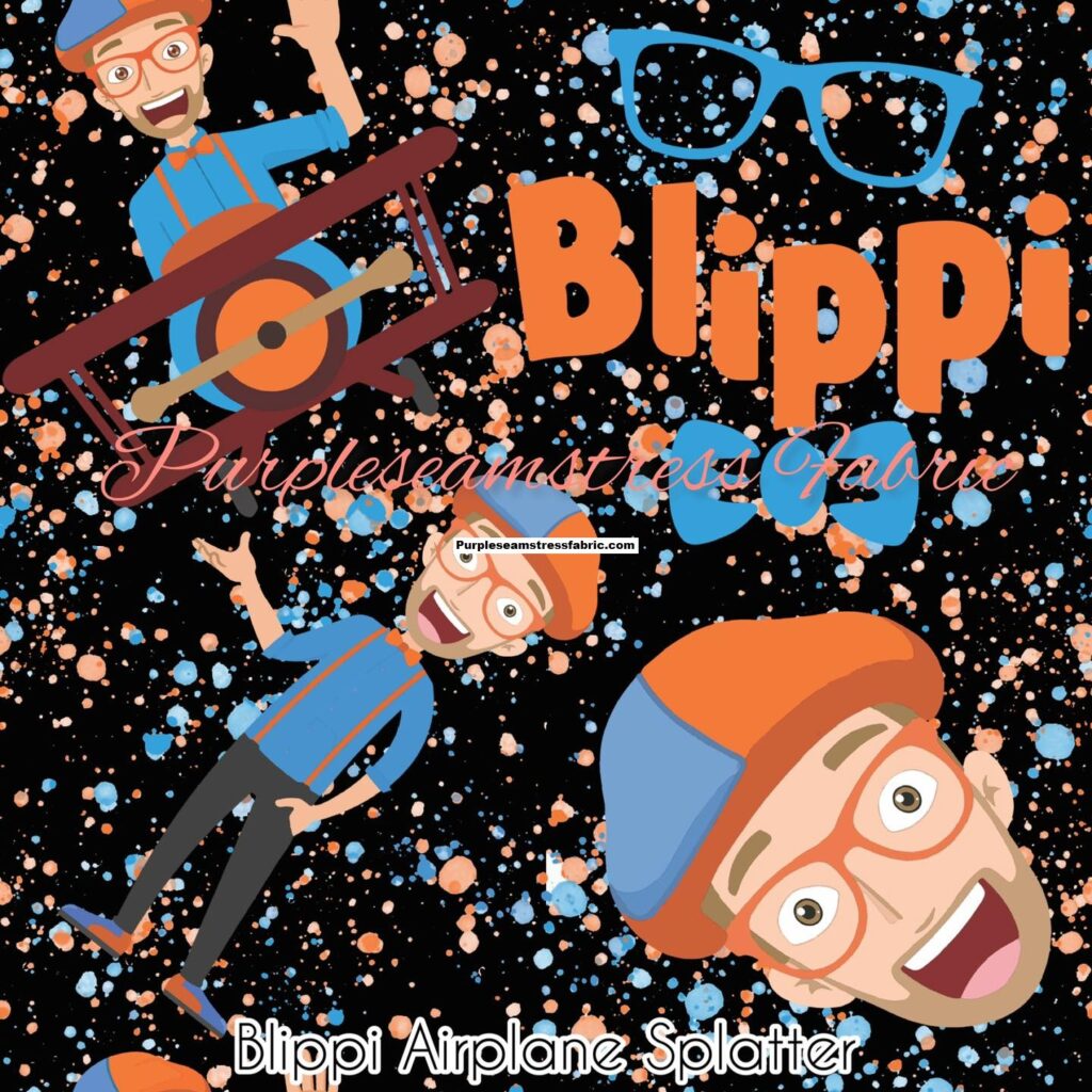 Blippi Airplane Splatter – Fabric – Purpleseamstress Fabric