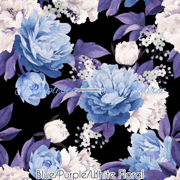 Blue/Purple/White Floral – Purpleseamstress Fabric