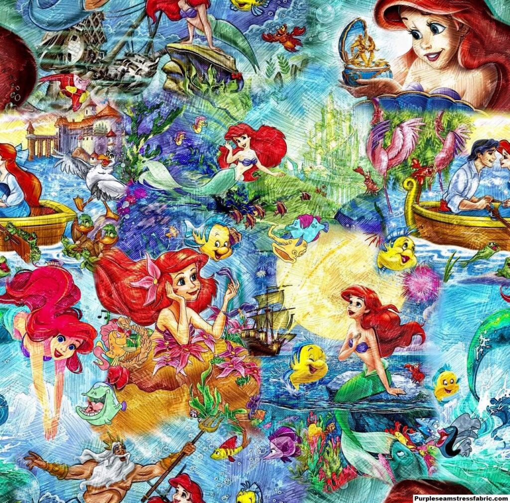 Watercolor Ariel – Purpleseamstress Fabric