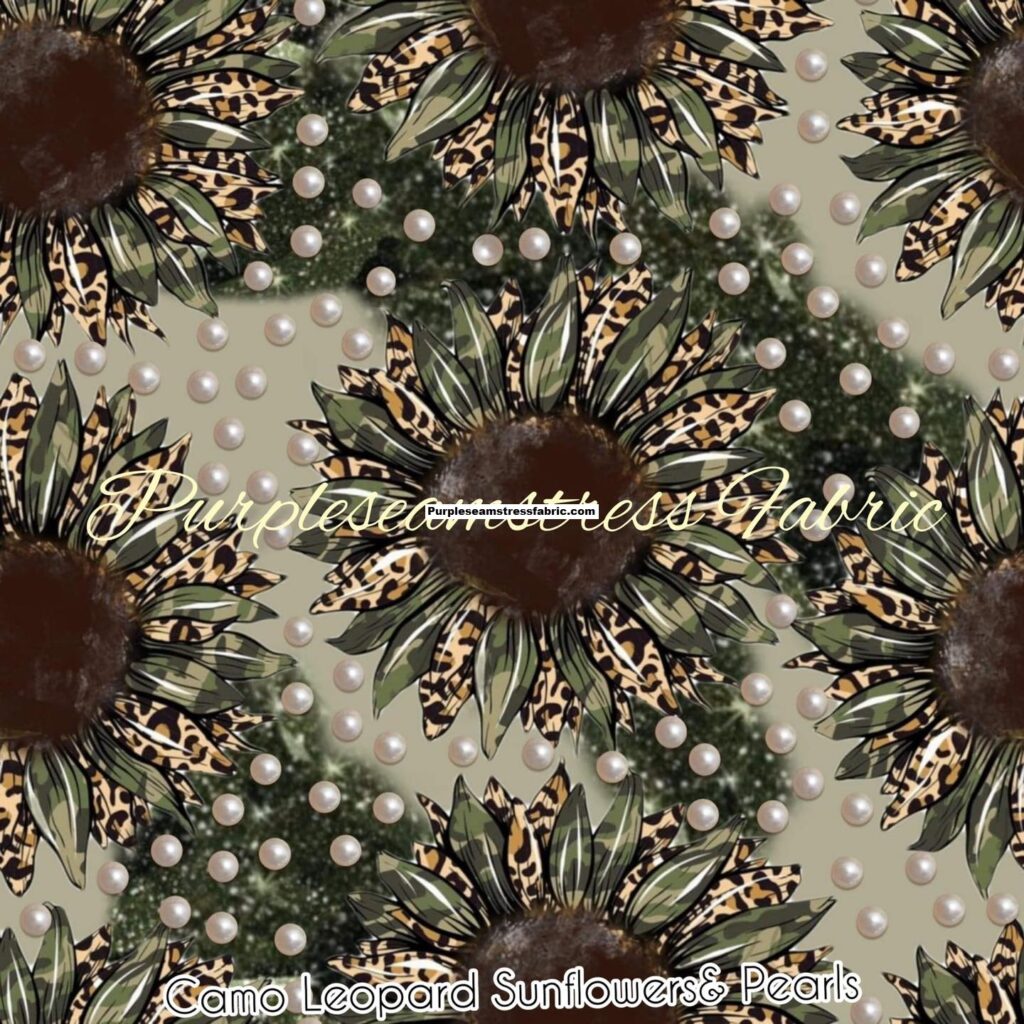 Camo Leopard Sunflowers & Pearls – Purpleseamstress Fabric