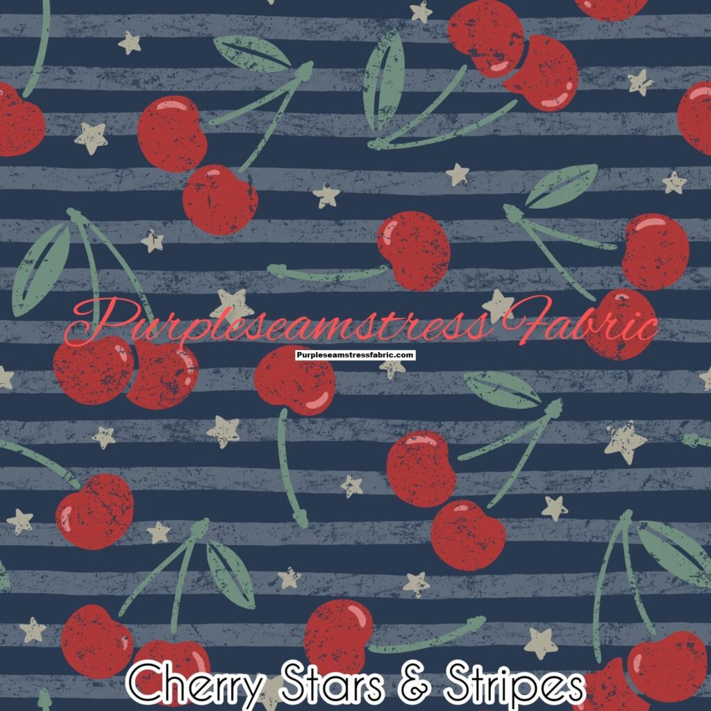 Cherry Stars & Stripes – Purpleseamstress Fabric