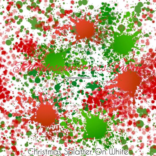 Christmas Splatter on White – Fabric – Purpleseamstress Fabric