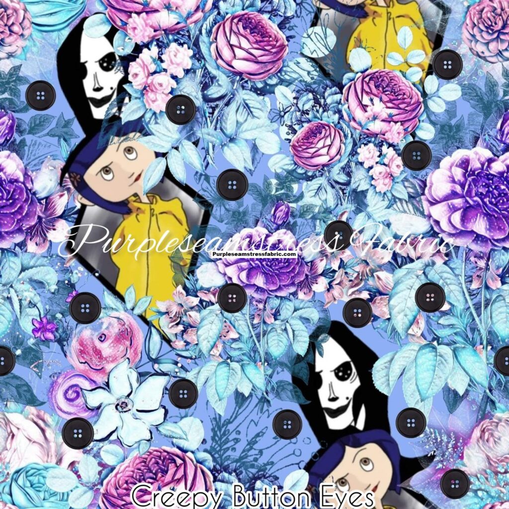 Creepy Button Eyes Cotton Lycra – Fabric – Purpleseamstress Fabric