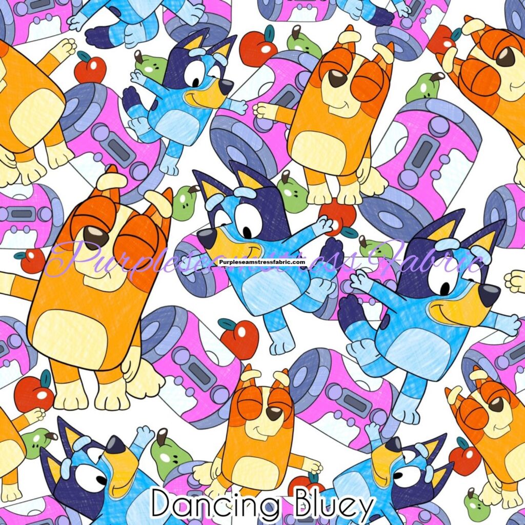 Dancing Bluey – Fabric – Purpleseamstress Fabric