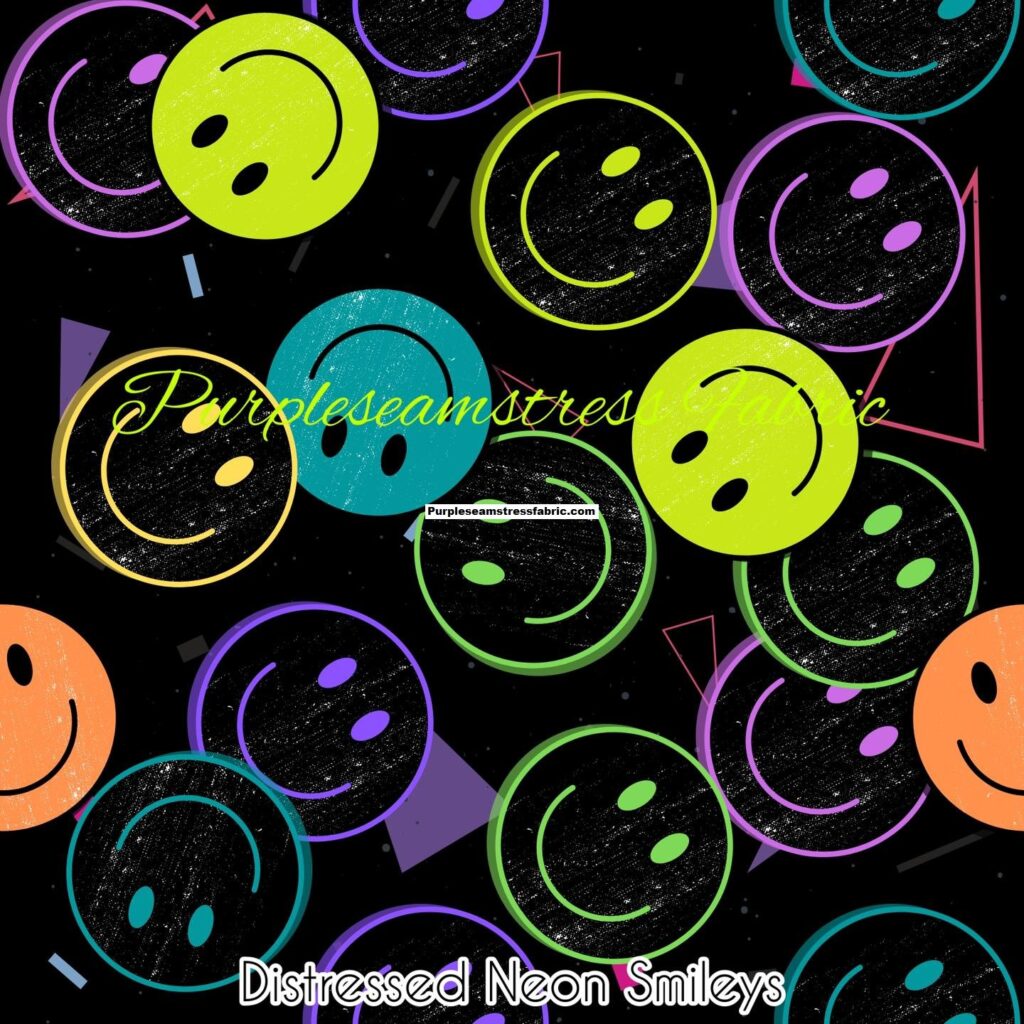 Distressed Neon Smileys – Purpleseamstress Fabric