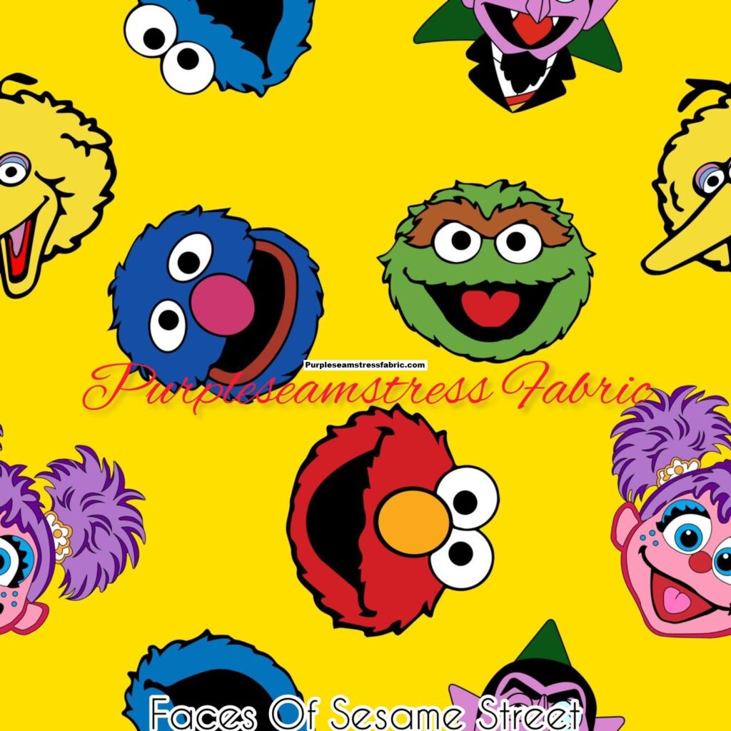 Faces Of Sesame Street – Fabric – Purpleseamstress Fabric