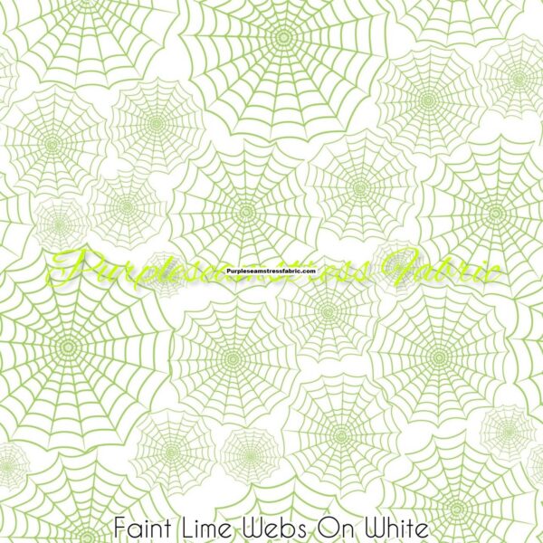Faint Lime Webs on white – Purpleseamstress Fabric