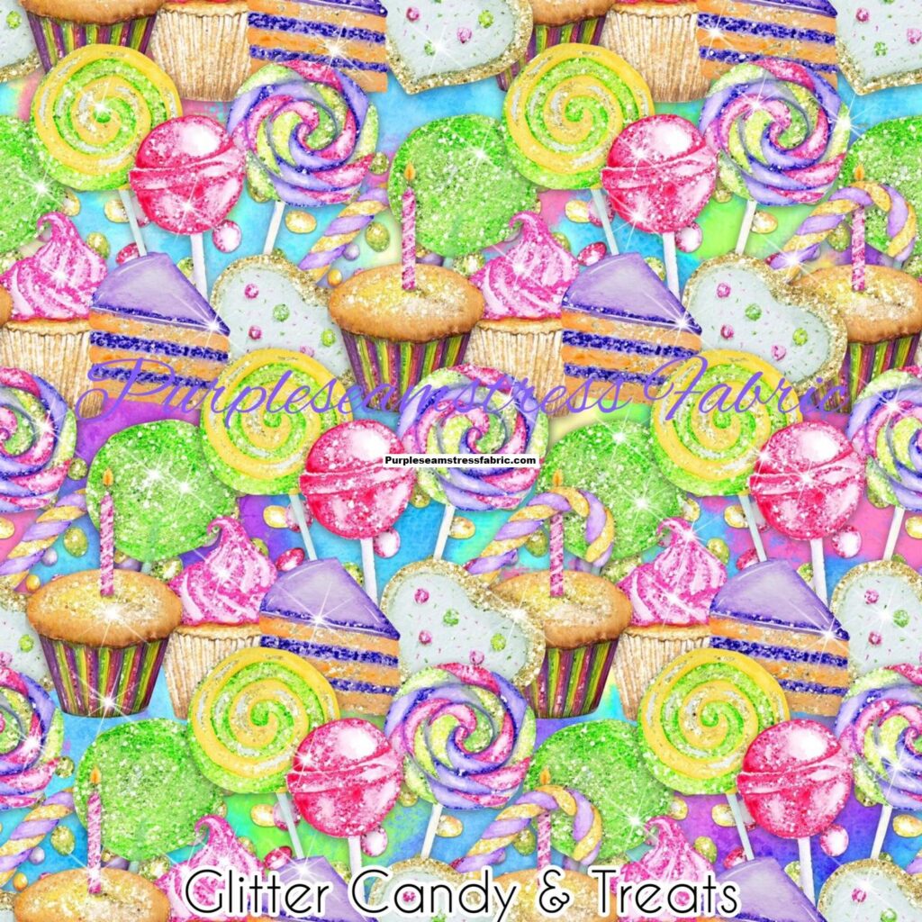 Glitter Candy & Treats – Fabric – Purpleseamstress Fabric