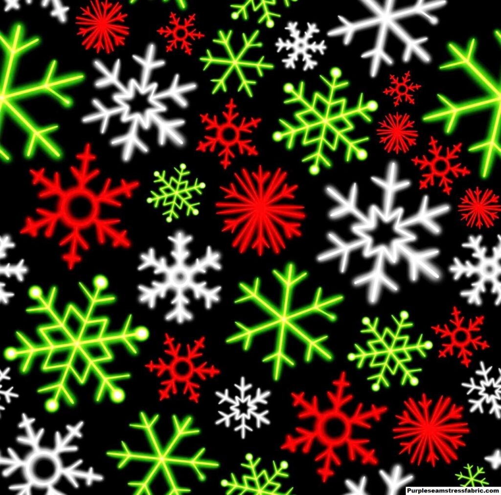 Grinch Neon Christmas Snowflakes – Purpleseamstress Fabric