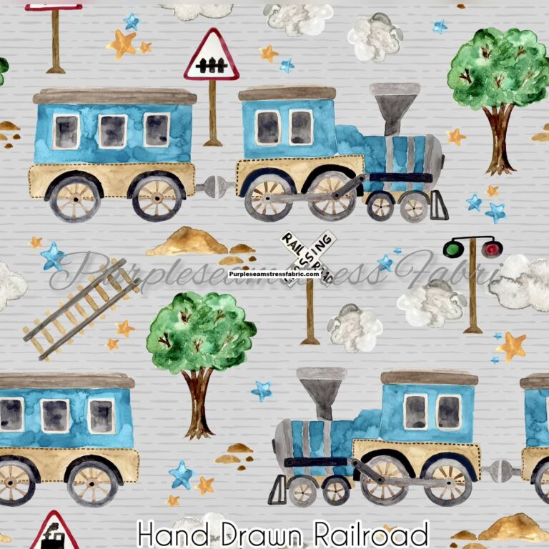 Hand Drawn Railroad – Fabric – Purpleseamstress Fabric