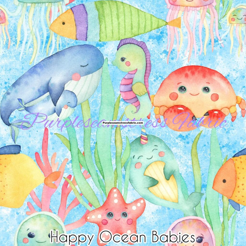 Happy Ocean Babies Cotton Lycra – Purpleseamstress Fabric