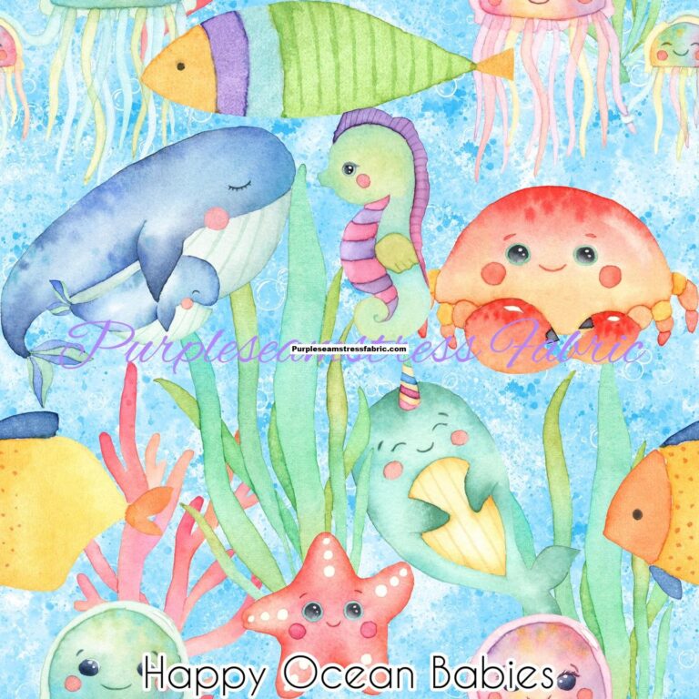Happy Ocean Babies Cotton Lycra – Purpleseamstress Fabric