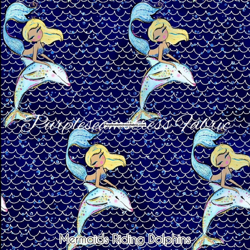 Mermaid Riding Dolphins – Purpleseamstress Fabric