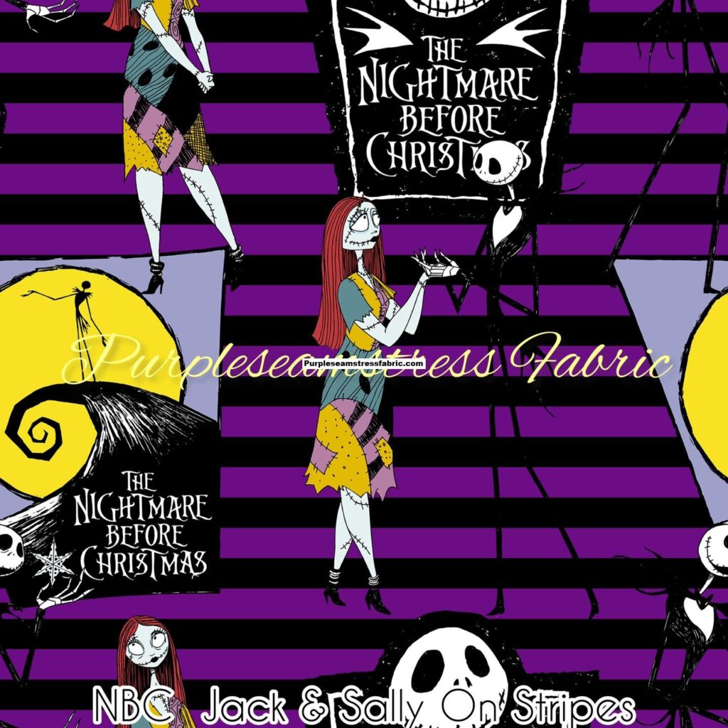 NBC Jack & Sally On Stripes – Fabric – Purpleseamstress Fabric