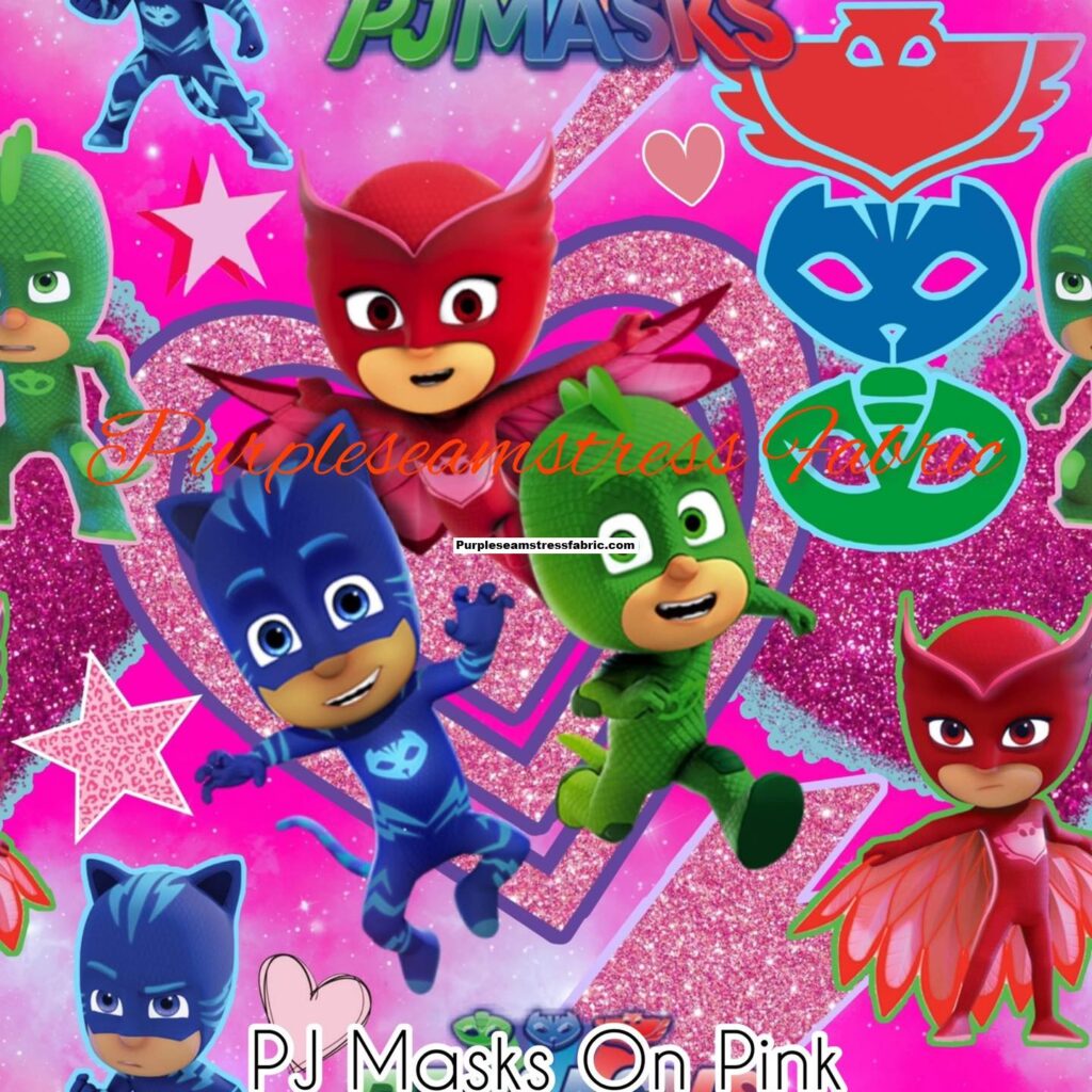 PJ Masks on Pink – Purpleseamstress Fabric