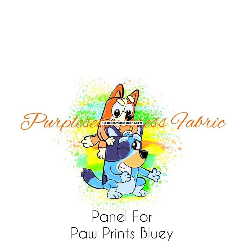 Paw Prints Bluey Panel – Fabric – Purpleseamstress Fabric