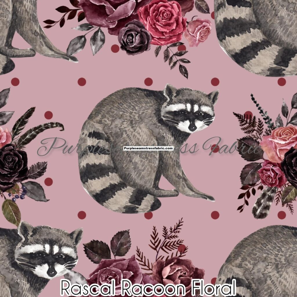 Rascal Raccoon Floral – Fabric – Purpleseamstress Fabric
