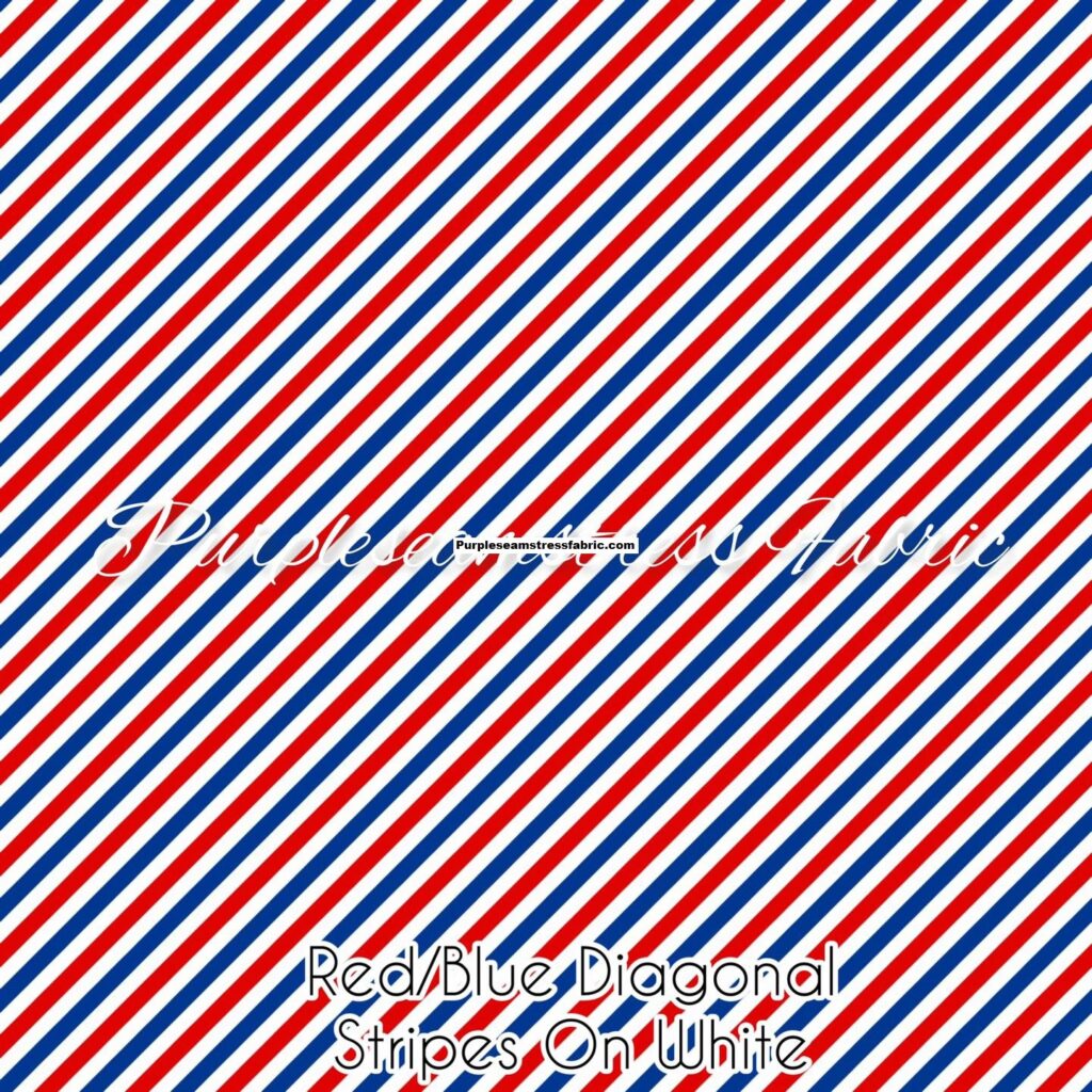 Red/Blue Diagonal Stripes on White – Purpleseamstress Fabric