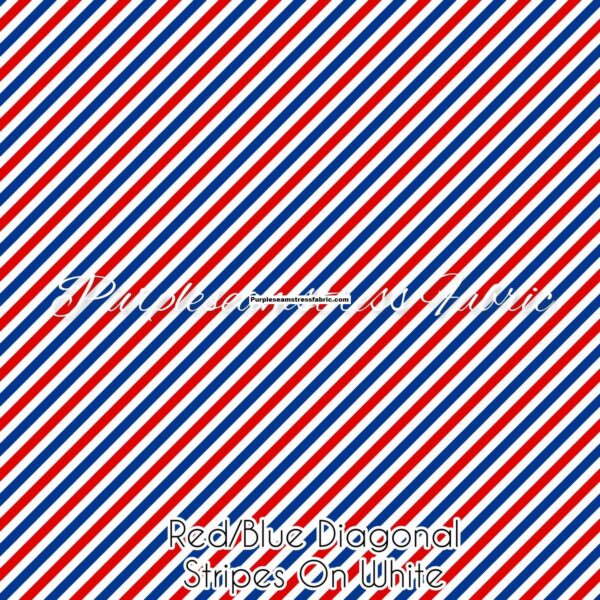 Red/Blue Diagonal Stripes on White – Purpleseamstress Fabric