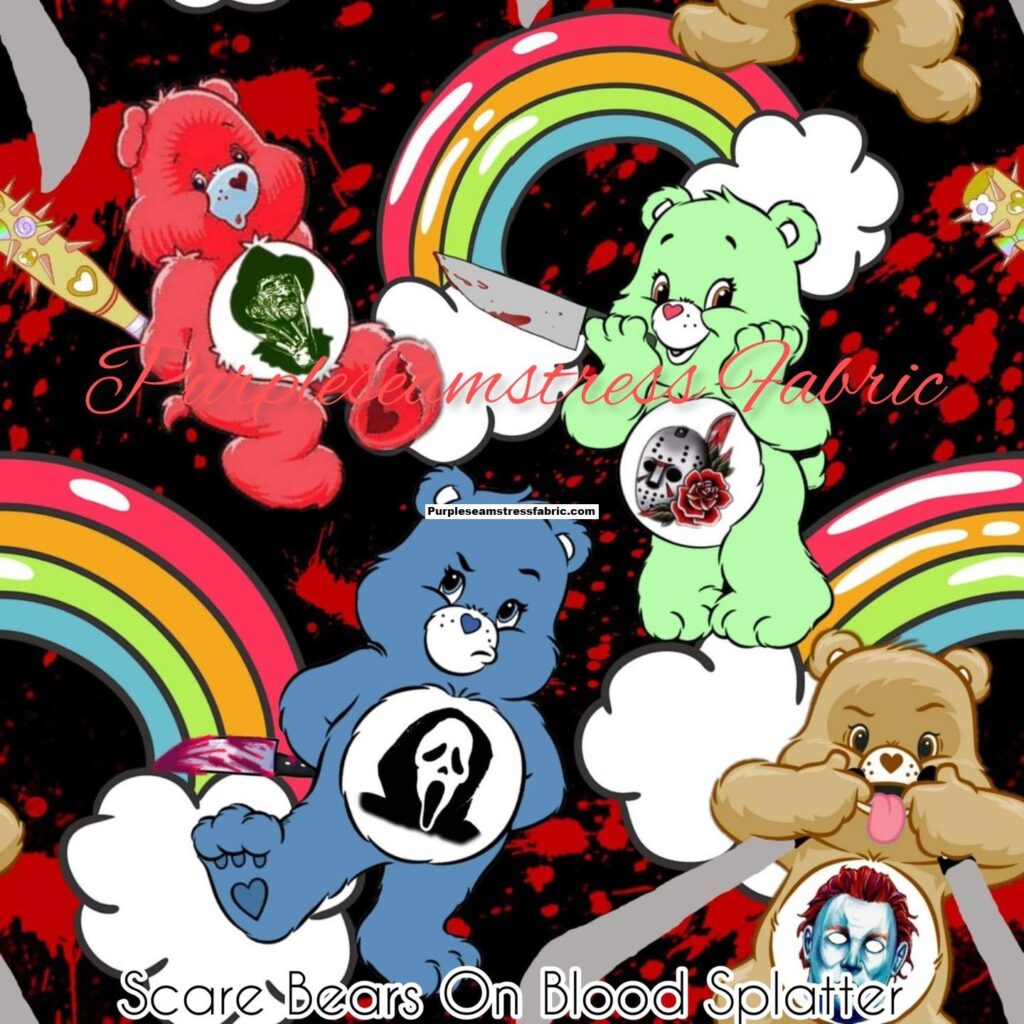 Scare Bears On Blood Splatter – Purpleseamstress Fabric