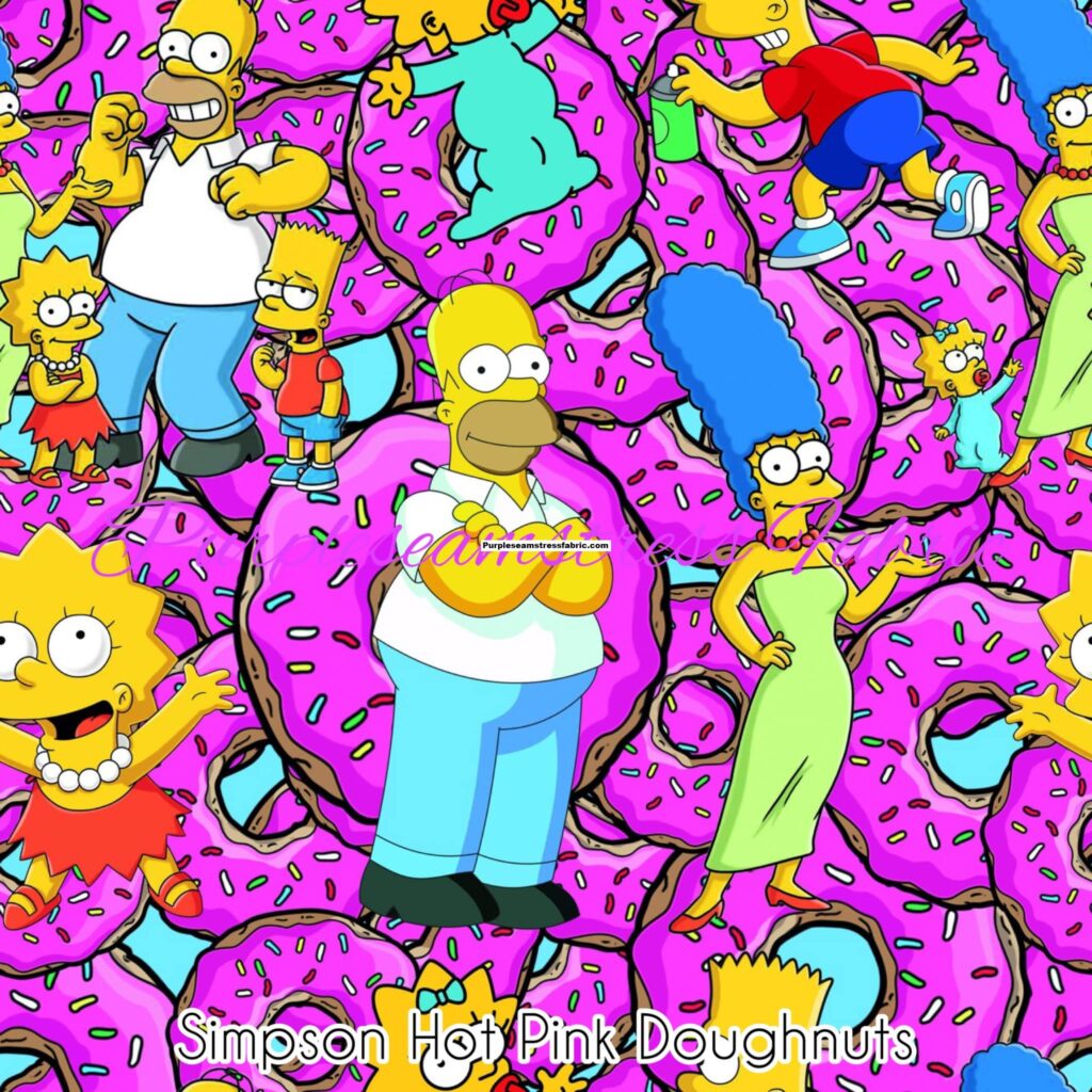 Simpson’s Hot Pink Doughnuts – Fabric – Purpleseamstress Fabric