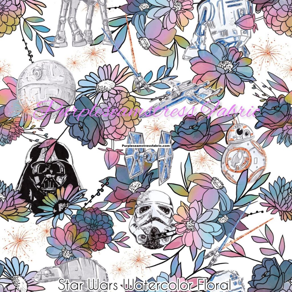Star Wars Watercolor Floral – Fabric – Purpleseamstress Fabric