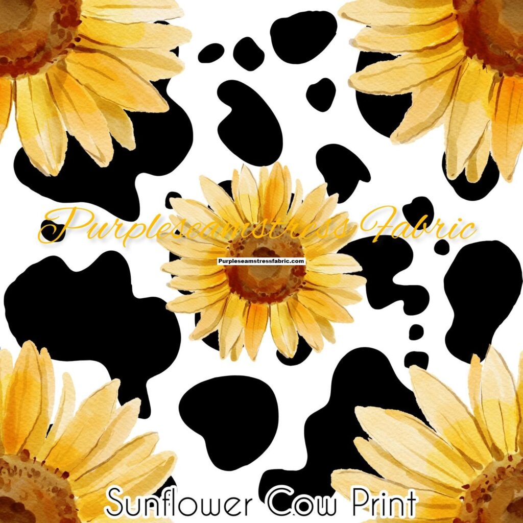 Sunflower Cowprint – Fabric – Purpleseamstress Fabric
