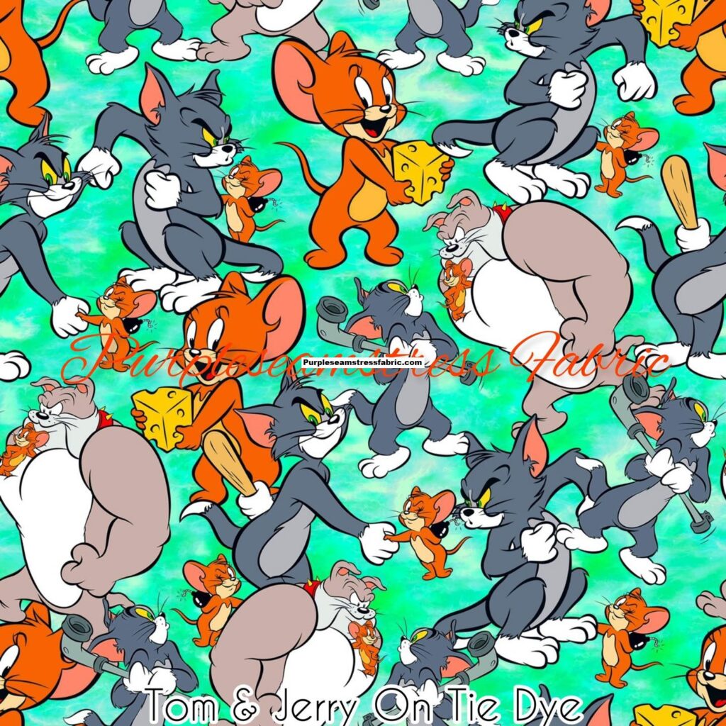 Tom & Jerry on Tye Dye – Purpleseamstress Fabric
