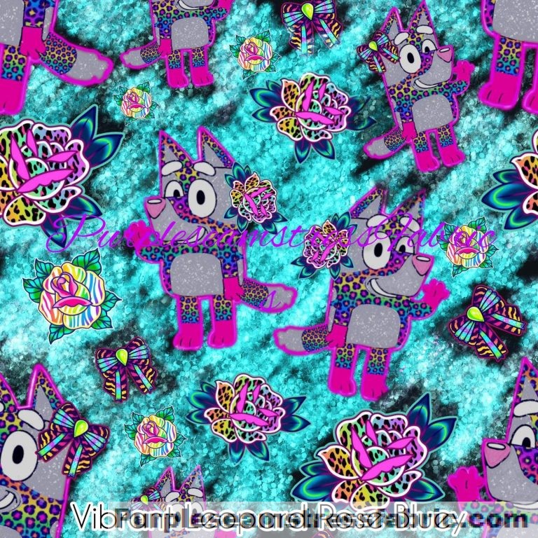 Vibrant Leopard Rose Bluey – Purpleseamstress Fabric