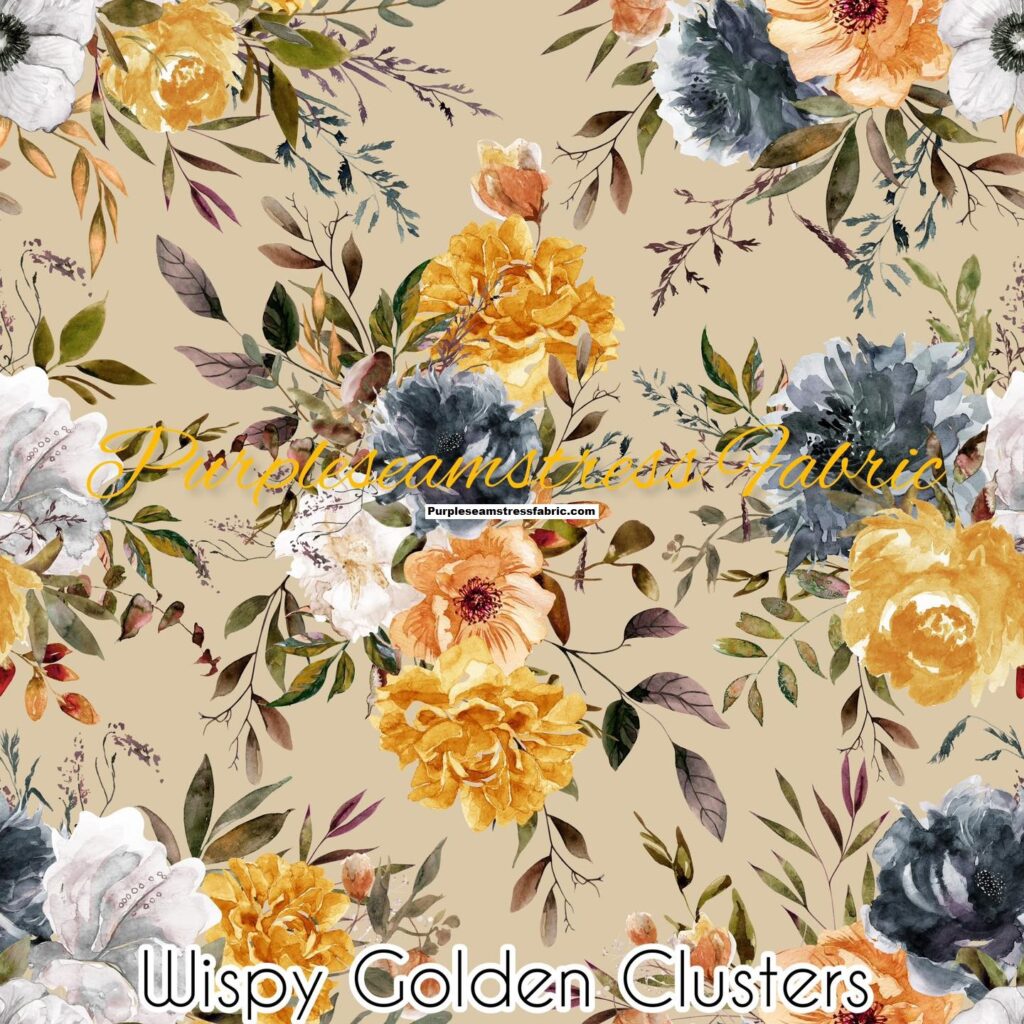 Wispy Golden Clusters – Fabric – Purpleseamstress Fabric