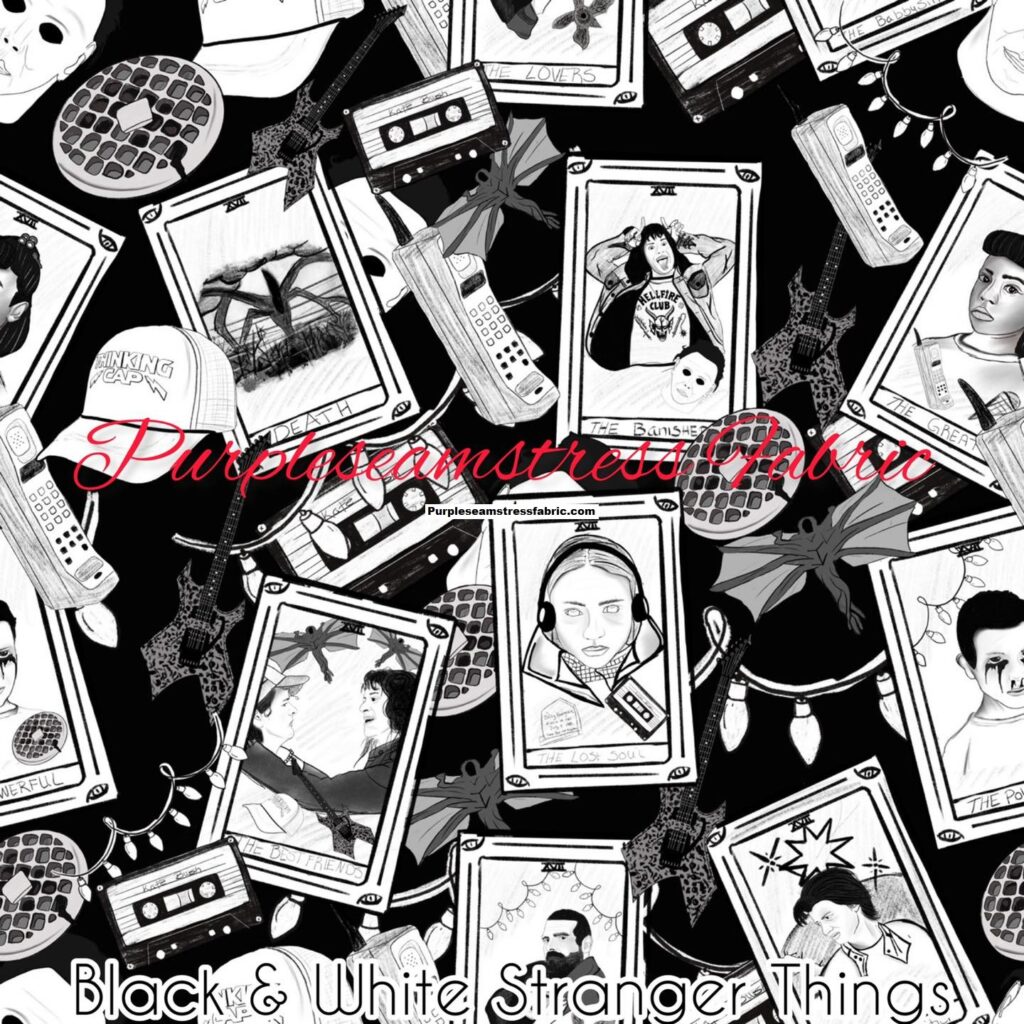 Monochrome Stranger Things – Fabric – Purpleseamstress Fabric