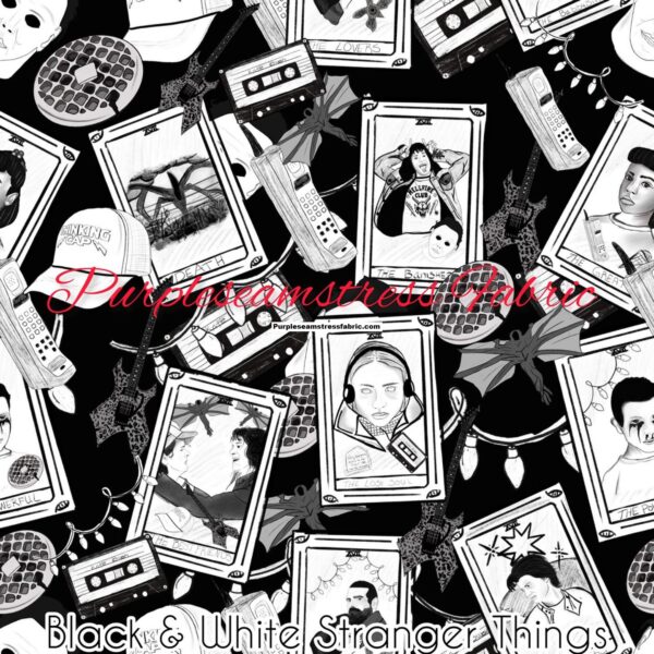 Monochrome Stranger Things – Purpleseamstress Fabric