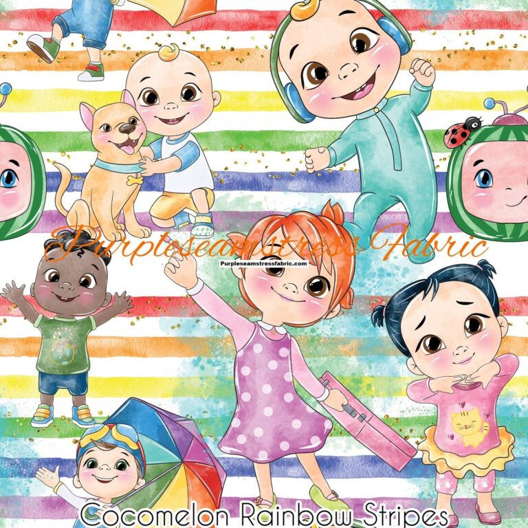 Cocomelon Rainbow Stripes – Fabric – Purpleseamstress Fabric