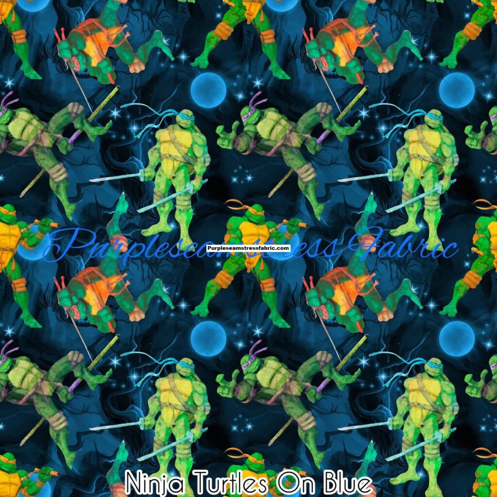 Ninja Turtles on Blue – Fabric – Purpleseamstress Fabric