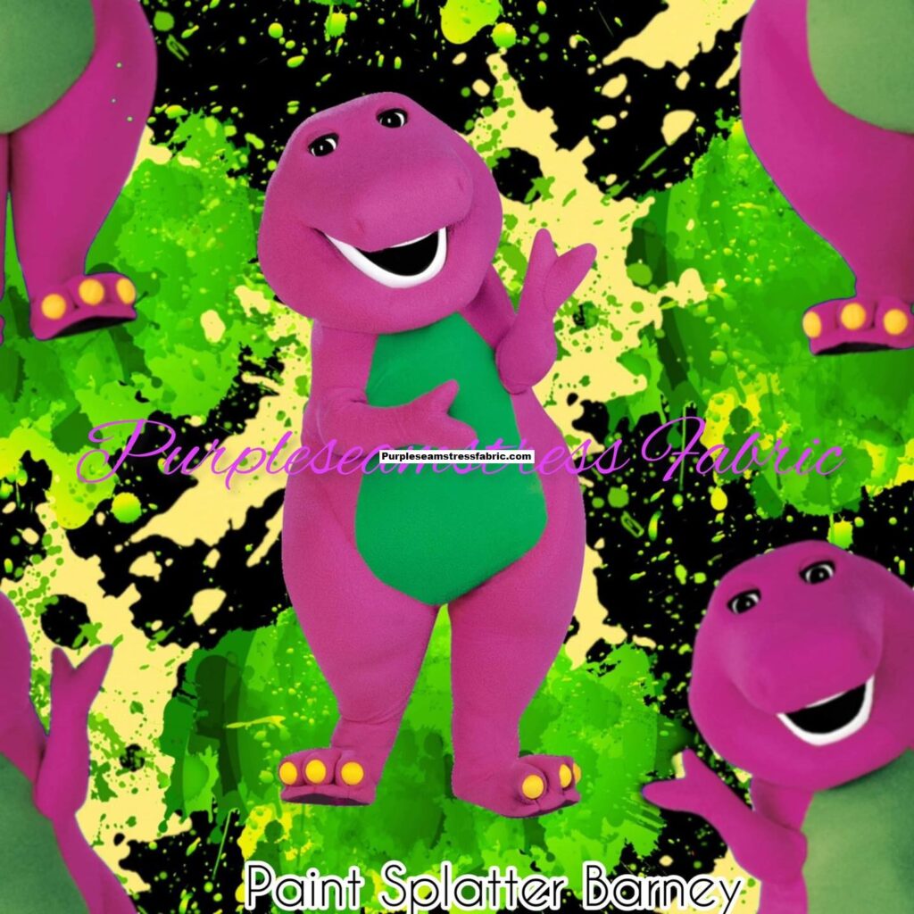 Paint Splatter Barney – Purpleseamstress Fabric