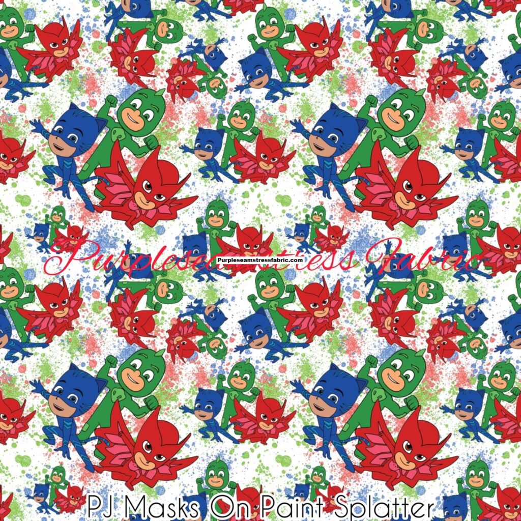 PJ Masks on Paint Splatter – Purpleseamstress Fabric