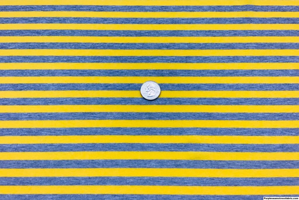 Yellow/heather grey yarn-dyed horizontal stripes – Purpleseamstress Fabric