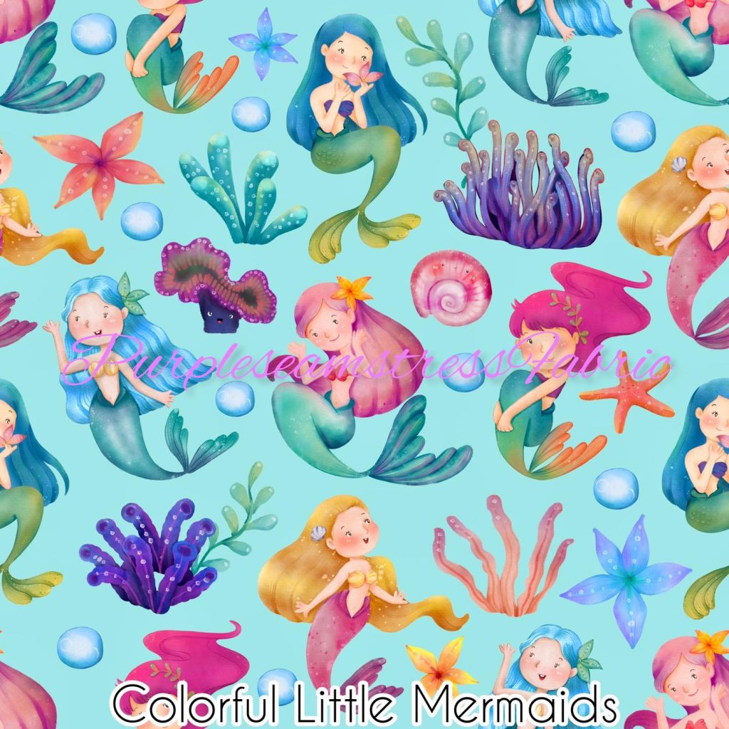 Colorful Little Mermaids – Purpleseamstress Fabric