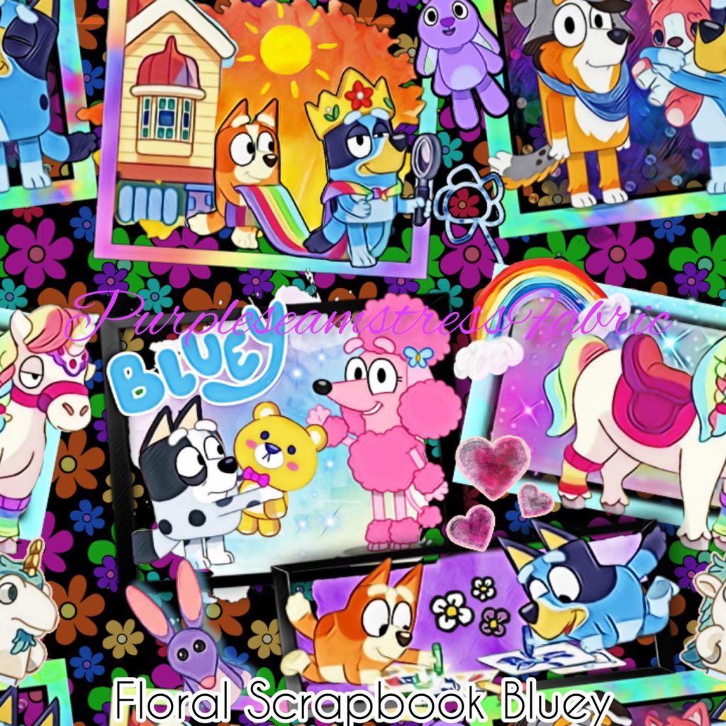 Floral Scrapbook Bluey – Purpleseamstress Fabric