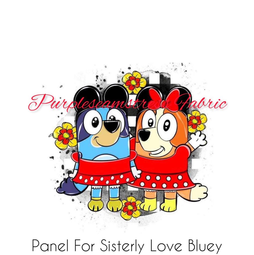 Sisterly Love Bluey Panel – Purpleseamstress Fabric