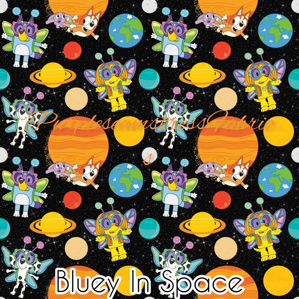 Bluey in Space – Fabric – Purpleseamstress Fabric
