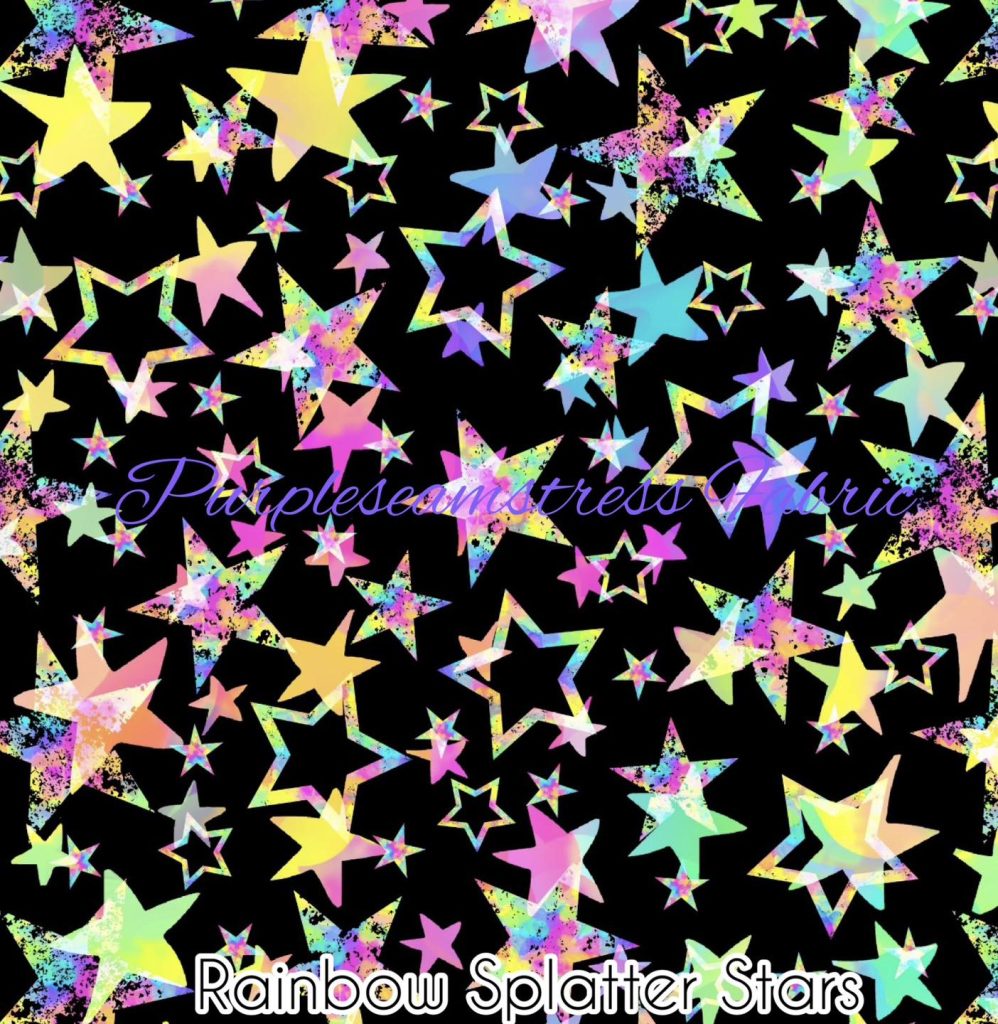 Rainbow Splatter Stars – Purpleseamstress Fabric
