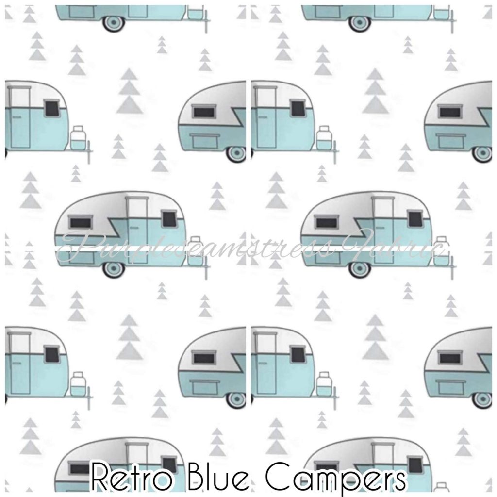 Retro Blue Campers – Fabric – Purpleseamstress Fabric