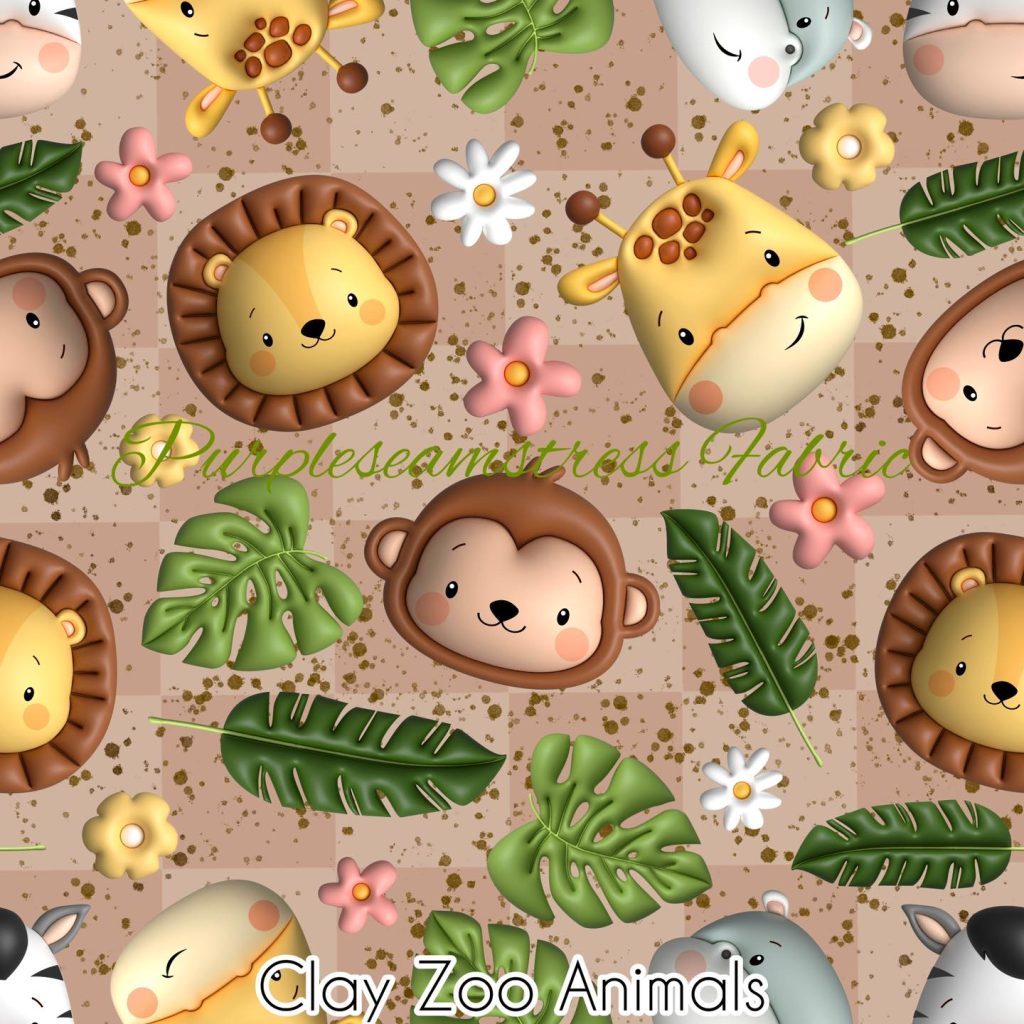 Clay Zoo Animals – Fabric – Purpleseamstress Fabric