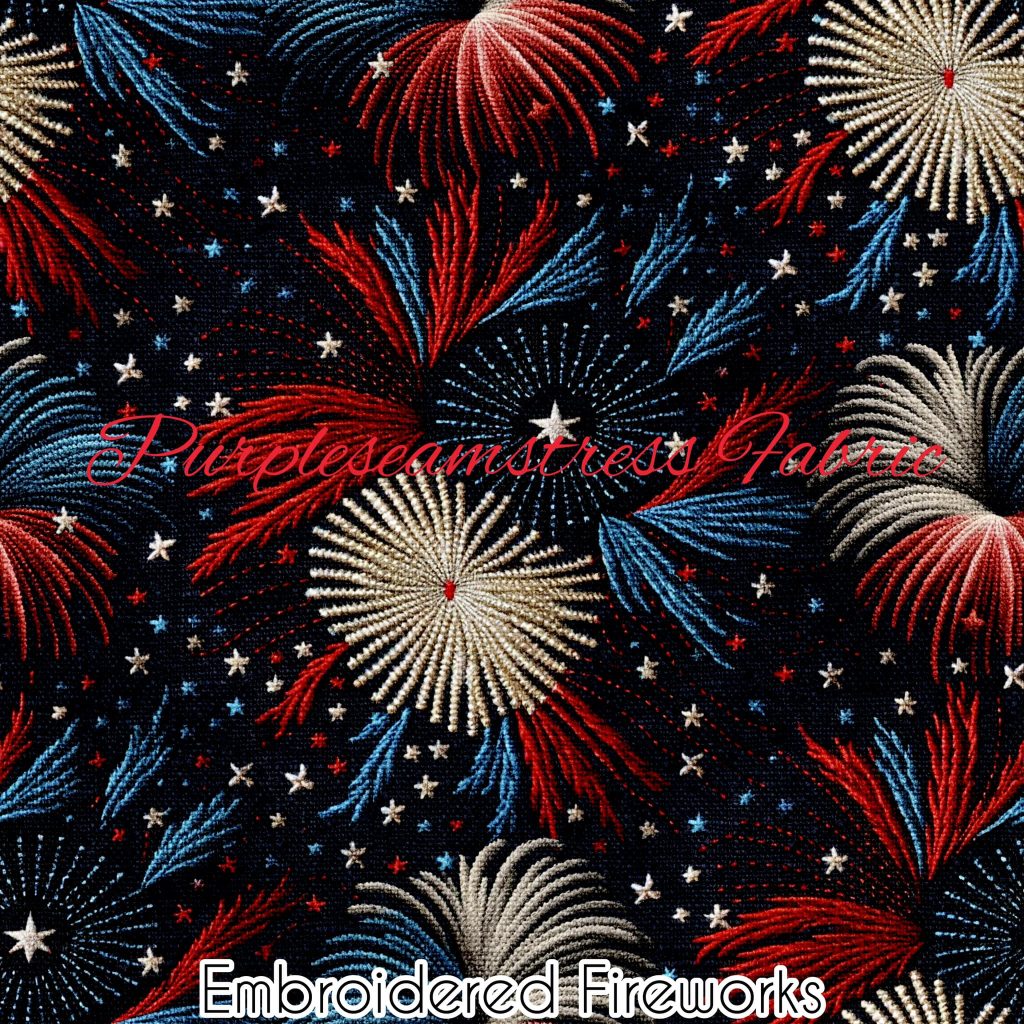 Embroidered Fireworks Cotton Lycra – Purpleseamstress Fabric